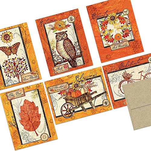 Note Card Cafe Christmas Greeting Card Set with Envelopes | 72 Pack | Blank Inside, Glossy Finish | Fall Blessings | Bulk Set for Greeting Cards, Occasions, Birthdays