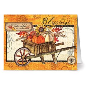 Note Card Cafe Christmas Greeting Card Set with Envelopes | 72 Pack | Blank Inside, Glossy Finish | Fall Blessings | Bulk Set for Greeting Cards, Occasions, Birthdays