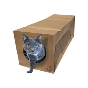 dezi & roo hide and sneak collapsible paper tunnel - made in usa - designed by a feline vet - interactive cat toy - cat enrichment toy - hideaway