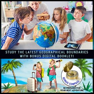 GET LIFE BASICS Illuminated Globe of the World with Stand - 13 Inch Tall 3in1 World Globe, Constellation Globe Night Light, and Globe Lamp with Built-In LED, Easy to Read Texts, and Non-Tip Base