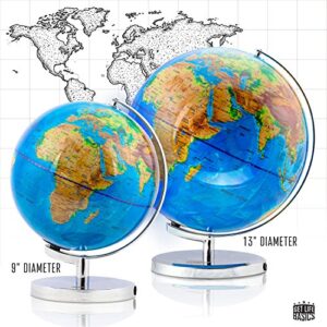 GET LIFE BASICS Illuminated Globe of the World with Stand - 13 Inch Tall 3in1 World Globe, Constellation Globe Night Light, and Globe Lamp with Built-In LED, Easy to Read Texts, and Non-Tip Base