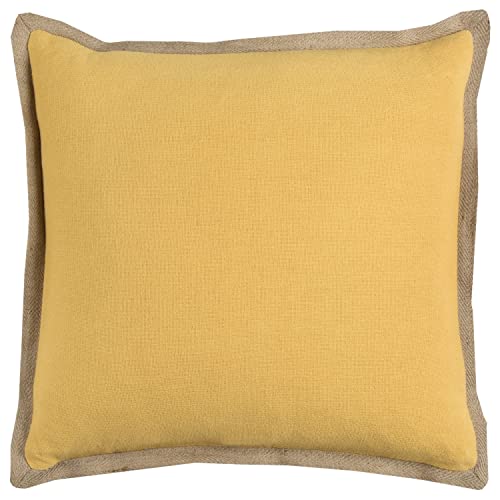 Rizzy Home T11029 Decorative Pillow, 22"X22", Yellow/Brown/Neutral