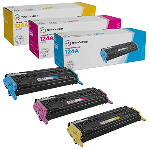 LD Products Remanufactured Toner Cartridge Replacement for HP 124A (Cyan, Magenta, Yellow, 3-Pack)