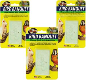 zoo med (3 pack) mineral block with vegetables bird banquet, 5-ounce each