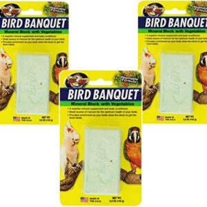 Zoo Med (3 Pack) Mineral Block with Vegetables Bird Banquet, 5-Ounce Each