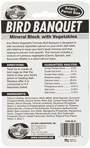 Zoo Med (3 Pack) Mineral Block with Vegetables Bird Banquet, 5-Ounce Each