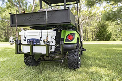 GTW Hitch Mount Cooler Rack & Rod Holder for GTW MACH3 Golf Cart Rear Seats | Compatible with EZGO, Club Car, and Yamaha Golf Cart Models | Fits Any 2 inch Receiver