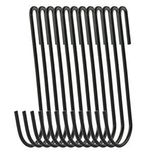 ruiling 12-pack 4.2 inches black antistatic coating steel s hook cookware universal pot rack hooks sturdy hanging hooks - multiple uses for kitchenware, pots, utensils, plants, towels