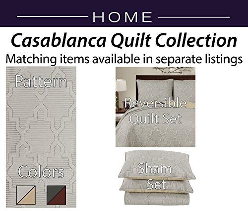 Brielle Home Casablanca, Reversible King Sham Set, Russet Red/Dark Grey