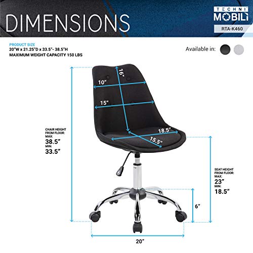 Techni Mobili Armless Task Buttons, Black Chairs