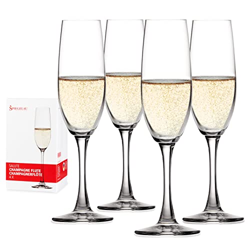 Spiegelau Salute Champagne Wine Glasses, Set of 4, European-Made Lead-Free Crystal, Classic Stemmed, Dishwasher Safe, Professional Quality Wine Glass Gift Set, 7.4 oz