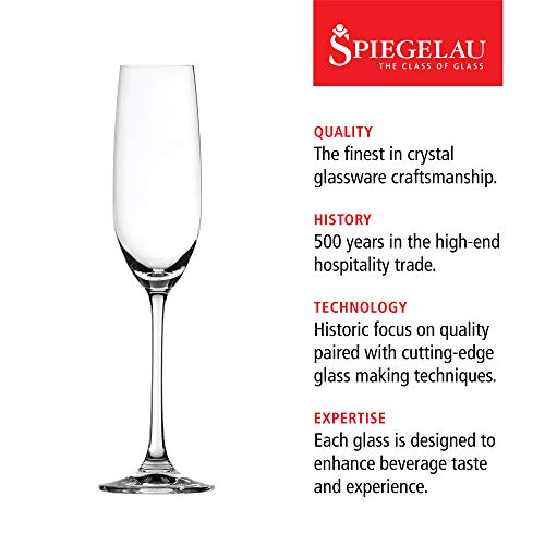 Spiegelau Salute Champagne Wine Glasses, Set of 4, European-Made Lead-Free Crystal, Classic Stemmed, Dishwasher Safe, Professional Quality Wine Glass Gift Set, 7.4 oz