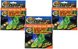 zoo med (3 boxes) 2-pack daylight blue reptile bulb, 60-watt - 6 bulbs total