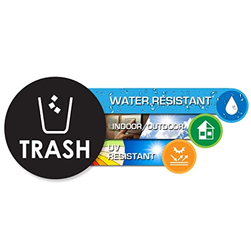 Recycle and Trash Can Sticker - 4"x4" Black & White Round Label 4 Pack Set - Organize Kitchen & Office Disposal Bins (Pixelverse Design)