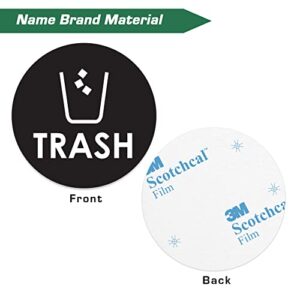 Recycle and Trash Can Sticker - 4"x4" Black & White Round Label 4 Pack Set - Organize Kitchen & Office Disposal Bins (Pixelverse Design)