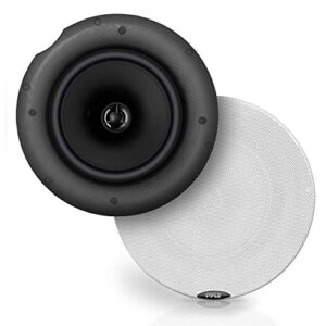 pyle pair 6.5” bluetooth universal flush mount in-wall in-ceiling 2-way speaker system dual polypropylene cone & polymer tweeter stereo sound 300 watts (pdicbt67), black