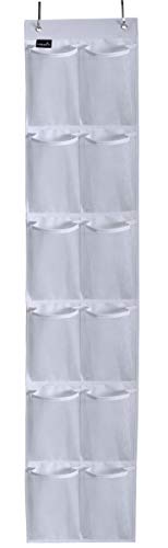 MISSLO Heavy Duty Over The Door Storage with 12 Mesh Pockets (White)