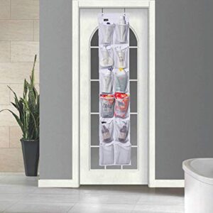 MISSLO Heavy Duty Over The Door Storage with 12 Mesh Pockets (White)