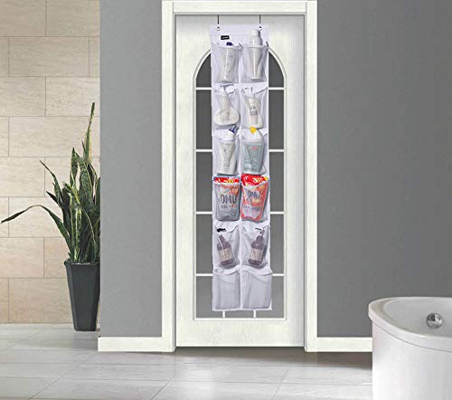 MISSLO Heavy Duty Over The Door Storage with 12 Mesh Pockets (White)