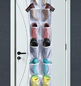 MISSLO Heavy Duty Over The Door Storage with 12 Mesh Pockets (White)