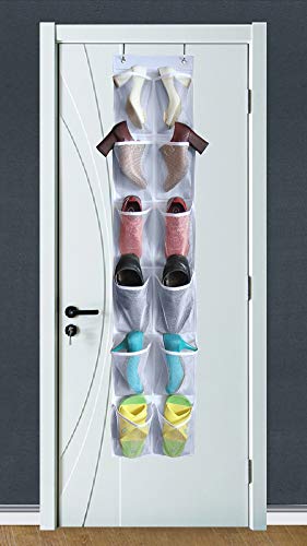 MISSLO Heavy Duty Over The Door Storage with 12 Mesh Pockets (White)