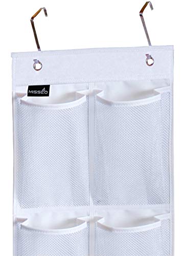 MISSLO Heavy Duty Over The Door Storage with 12 Mesh Pockets (White)