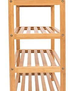 BirdRock Home Free Standing Bamboo Shoe Rack - 4 Tier - Wood - Closets and Entryway - Organizer - Fits 12 Pairs of Shoes