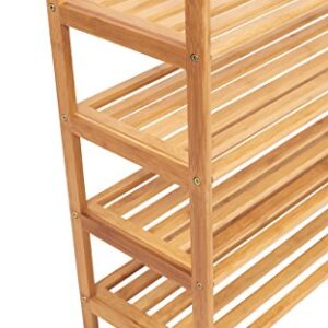 BirdRock Home Free Standing Bamboo Shoe Rack - 4 Tier - Wood - Closets and Entryway - Organizer - Fits 12 Pairs of Shoes