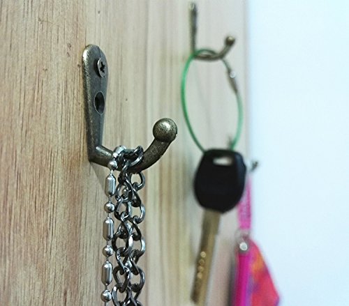 Yansanido Pack of 24 Mini Bronze Tone Vintage Style Double Hole Metal Single Hook Hangers Door Hook Hanging with 48 Screws