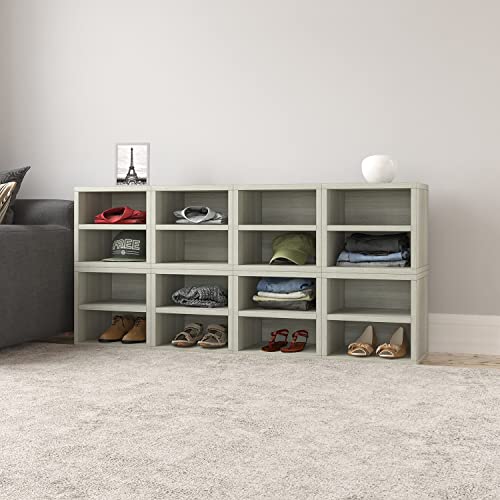 Way Basics Connect Shelf Cube Stackable Cubby (Tool-Free Assembly), Grey