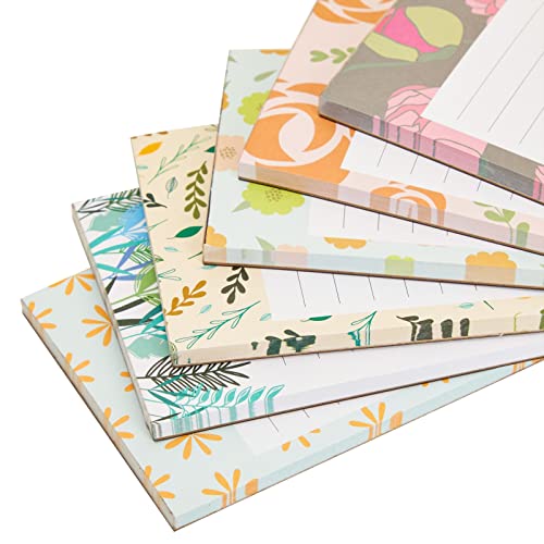 Juvale Floral Magnetic Fridge Notepad with 60 Lined Sheets, 6 Pack Featuring 6 Unique Designs, 9 x 23 cm