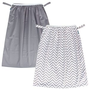 teamoy (2 pack) reusable pail liner for cloth diaper/dirty diapers wet bag, gray chevron+slate