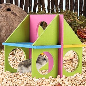 Hamster Toys,Wooden Playround Exercise Gym Toy for Small Animal,Dwarf Hamsters Accessories