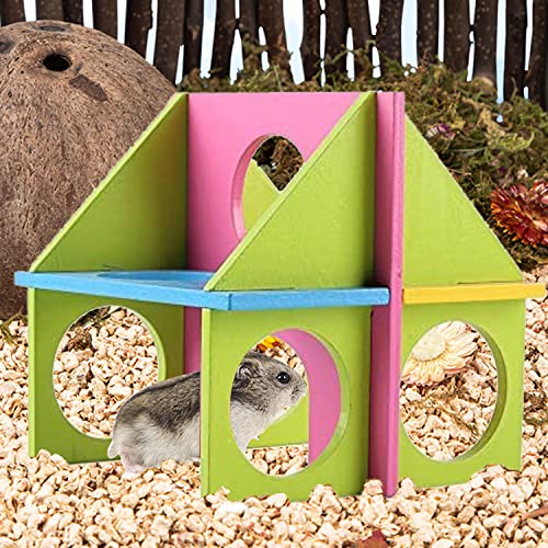 Hamster Toys,Wooden Playround Exercise Gym Toy for Small Animal,Dwarf Hamsters Accessories