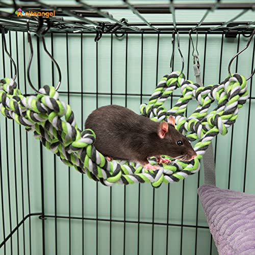 Niteangel Small Animal Activity Toy, Rat and Ferret Cotton Rope Nets (Green)