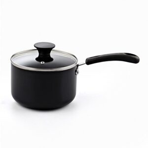 Cook N Home Nonstick Sauce Pan with Lid, 3-Qt, Black, 3-Quart