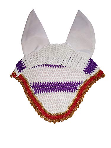 Avani Creations Ad Horse Ear Net Crochet Fly Veil Equestrian Fly Bonnet/Veil/mask Standard Size