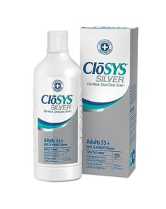 closys silver fluoride mouthwash, 16 ounce (pack of 2), gentle mint, for adults 55+, alcohol free, dye free, ph balanced, fights cavities and strengthens tooth enamel