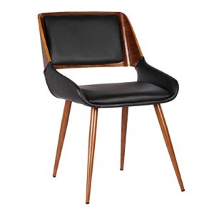 armen living panda dining chair in black faux leather and walnut wood finish