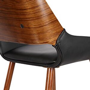 Armen Living Panda Dining Chair in Black Faux Leather and Walnut Wood Finish