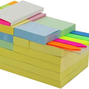 4A Sticky Notes Value Pack,Assorted The Most Commonly Used Sizes In One PP Box,Self-Stick Notes,18 Pads/Box,1900 Sheets Total,4A 4012