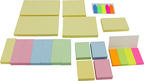 4A Sticky Notes Value Pack,Assorted The Most Commonly Used Sizes In One PP Box,Self-Stick Notes,18 Pads/Box,1900 Sheets Total,4A 4012