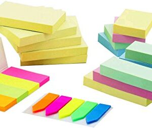 4A Sticky Notes Value Pack,Assorted The Most Commonly Used Sizes In One PP Box,Self-Stick Notes,18 Pads/Box,1900 Sheets Total,4A 4012