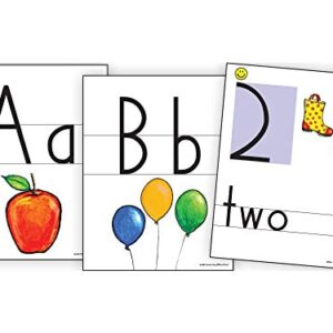 Learning Without Tears Color Print & Number Wall Cards- Handwriting Without Tears®- K–2, Alphabet Letter and Number Model, Double Lines- for School and Home Use