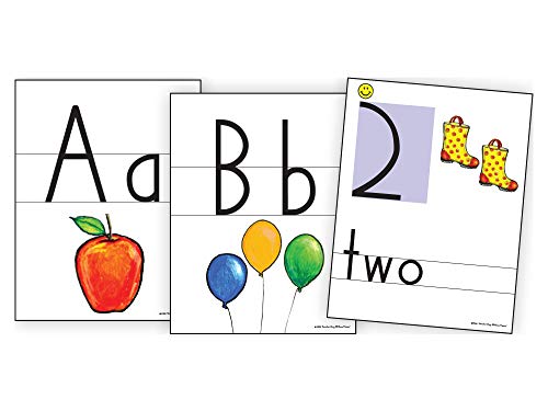 Learning Without Tears Color Print & Number Wall Cards- Handwriting Without Tears®- K–2, Alphabet Letter and Number Model, Double Lines- for School and Home Use