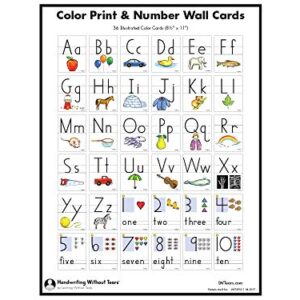 Learning Without Tears Color Print & Number Wall Cards- Handwriting Without Tears®- K–2, Alphabet Letter and Number Model, Double Lines- for School and Home Use