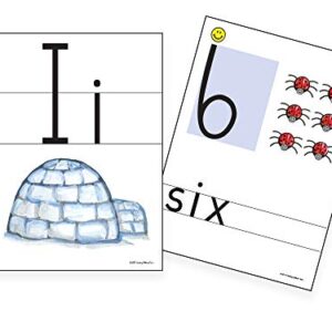 Learning Without Tears Color Print & Number Wall Cards- Handwriting Without Tears®- K–2, Alphabet Letter and Number Model, Double Lines- for School and Home Use