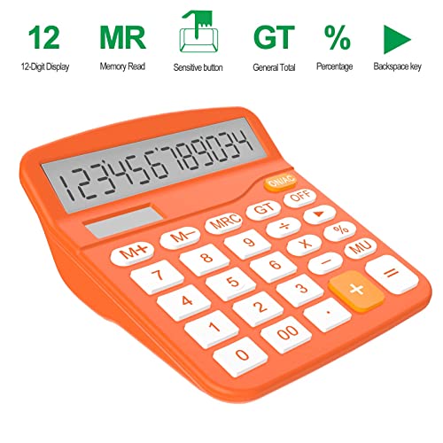 Helect Calculator, Standard Function Desktop Calculator (Orange)