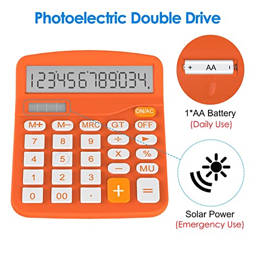 Helect Calculator, Standard Function Desktop Calculator (Orange)