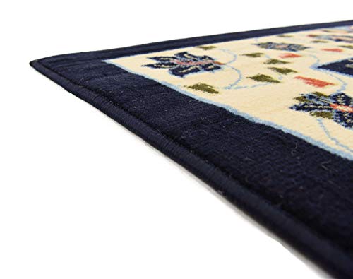 Unique Loom Espahan Collection Area Rug - Cape Cod (7' 10" Square, Navy Blue/ Black)